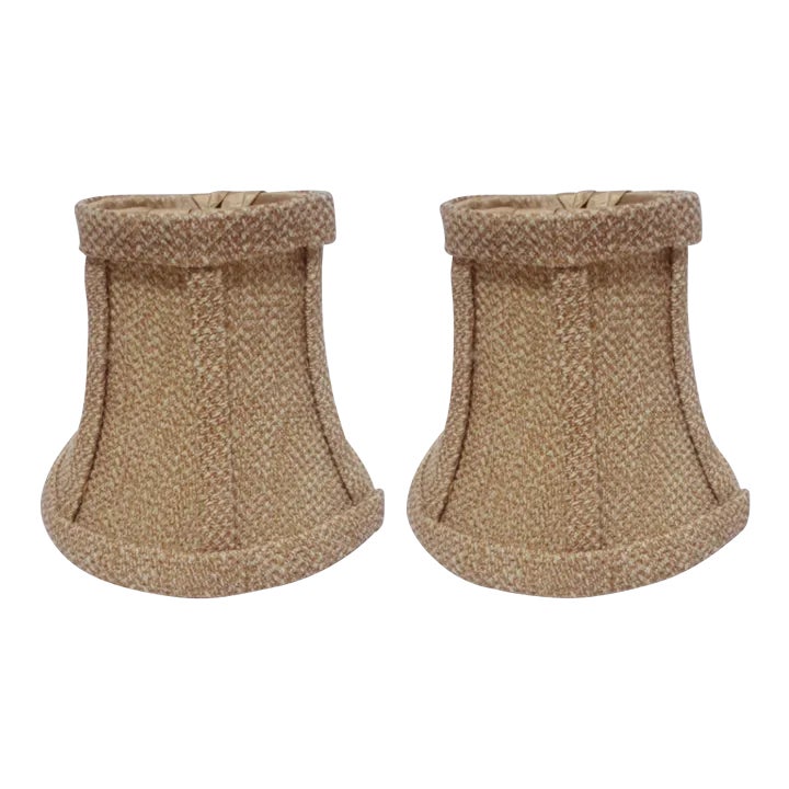 Pair of 1990s Tan Tweed Fabric Chandelier Sconce Lined Clip on Lamp ...