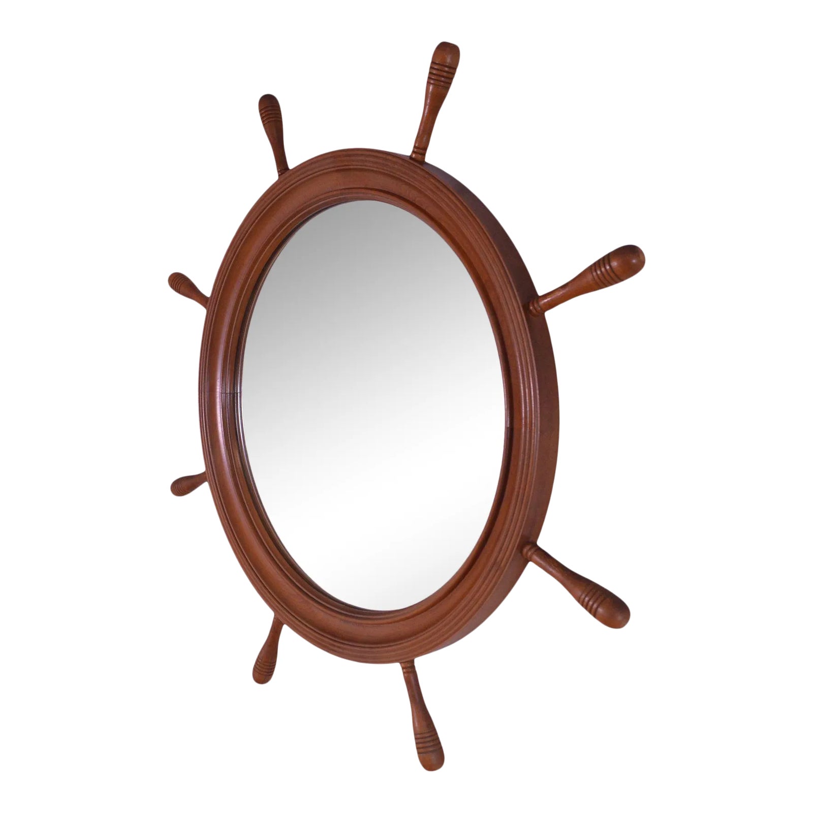 Vintage 1950 Nautical Ships Wheel Frame Wall Mirror | Chairish
