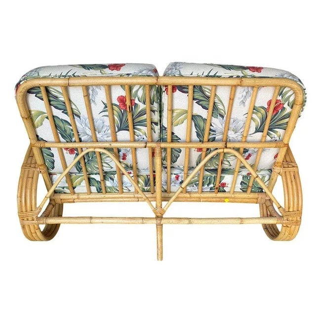 Mid 20th Century Restored 4-Strand 3/4 Pretzel Rattan Settee, Lounge ...