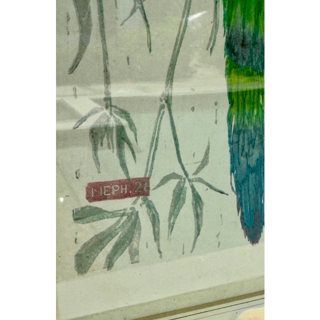 Martin Phillips "Green Parrot" 1925 Colored Woodblock | Chairish