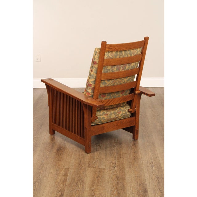 Stickley Mission Collection Oak Compact Spindle Morris Chair | Chairish