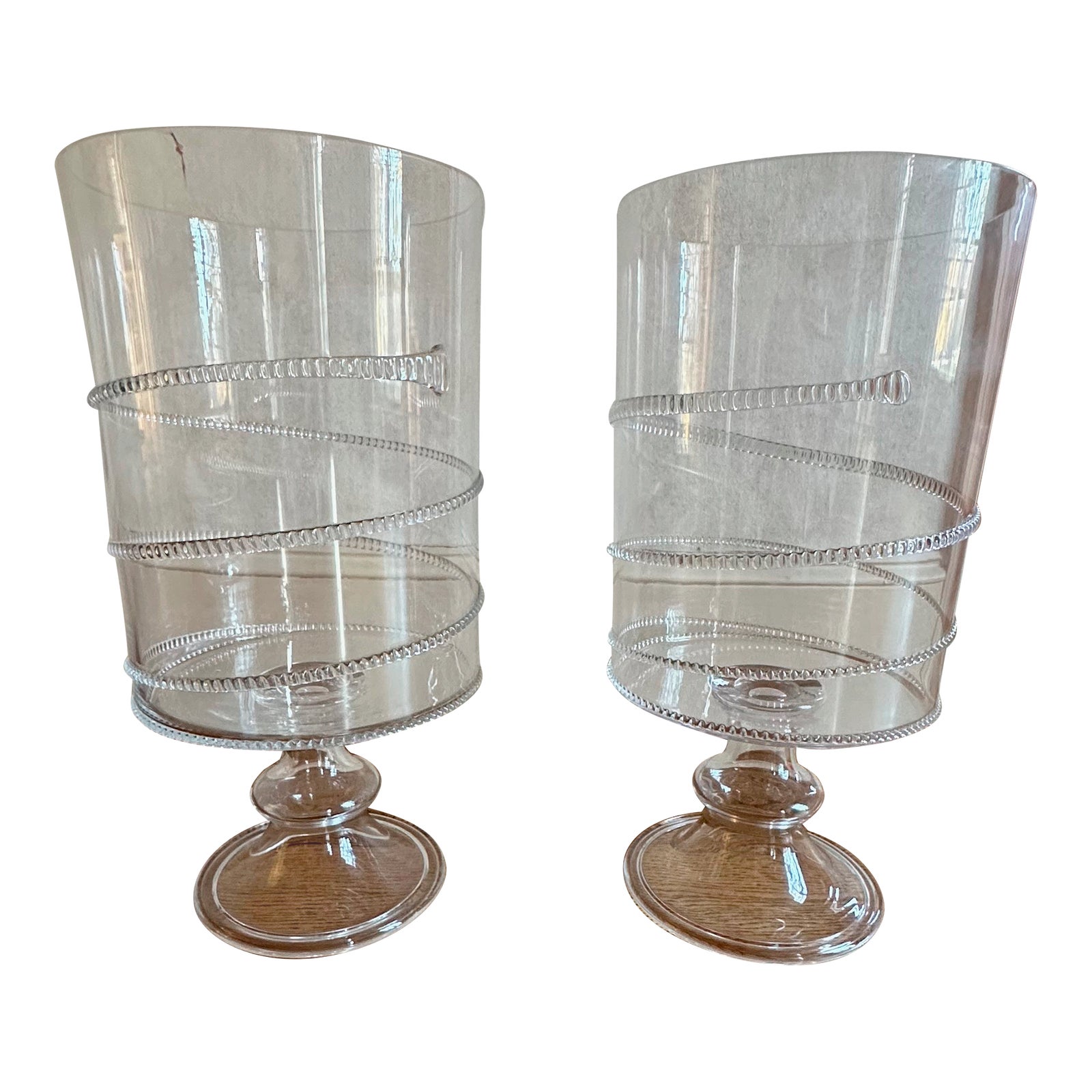 Pair of Juliska Glass Urns | Chairish