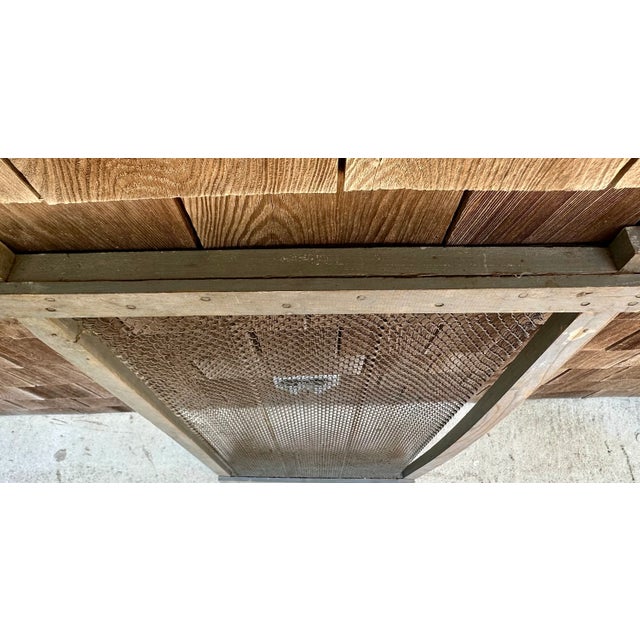Antique Wood Framed Wire Mesh Screen/Springs | Chairish