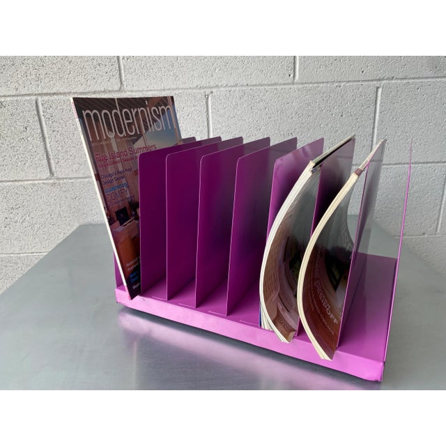 1970s 8 Slot Paper Organizer Refinished in Magenta | Chairish