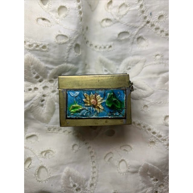 1920s Antique Chinese China Champleve Enamel Stamp Box Small Floral ...