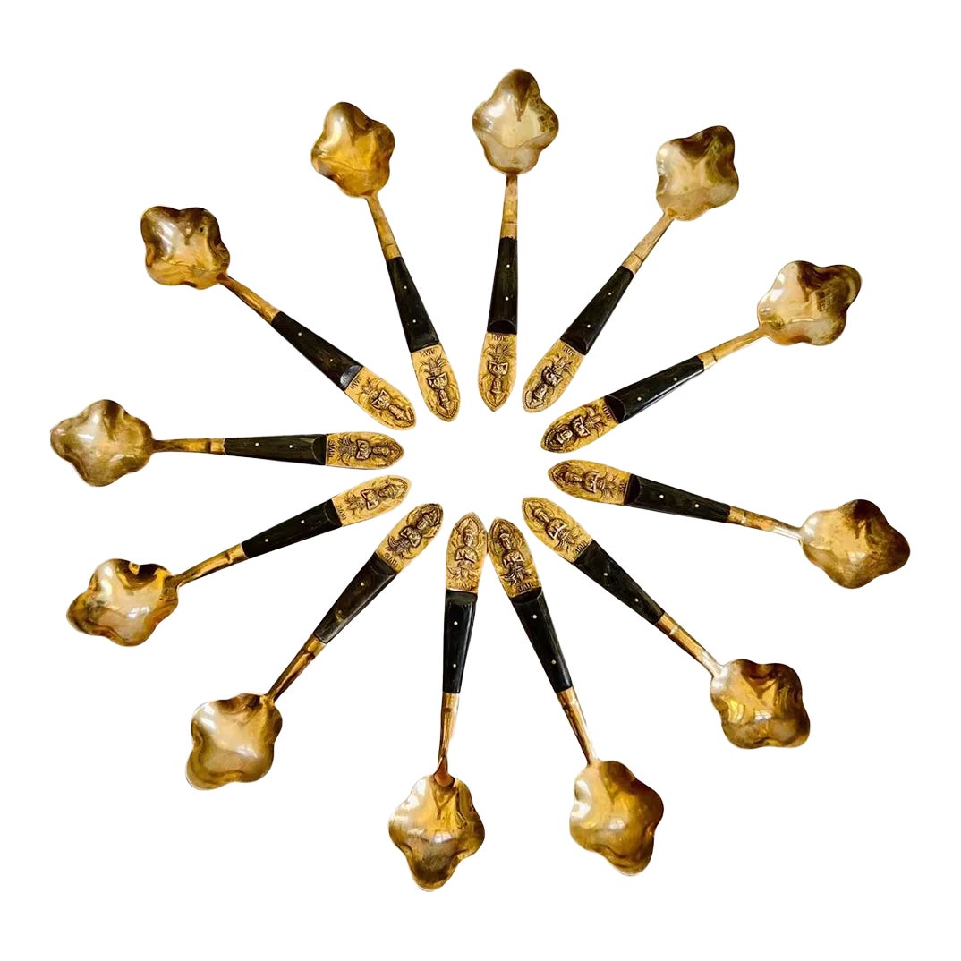 Vintage 1960’s Siam Thailand Flatware Ice Cream / Dessert Spoons ...