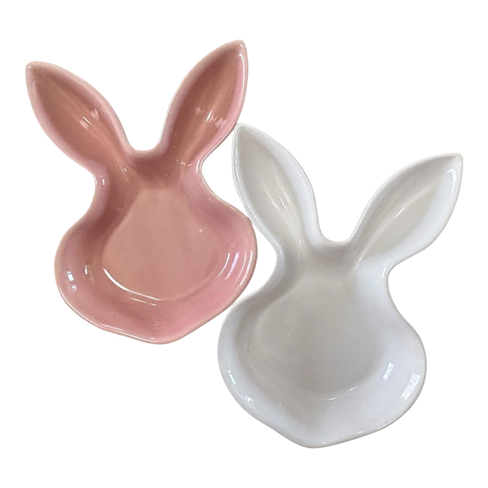 Contemporary Ceramic Bunny Ears Candy Dishes, Set of 2 | Chairish