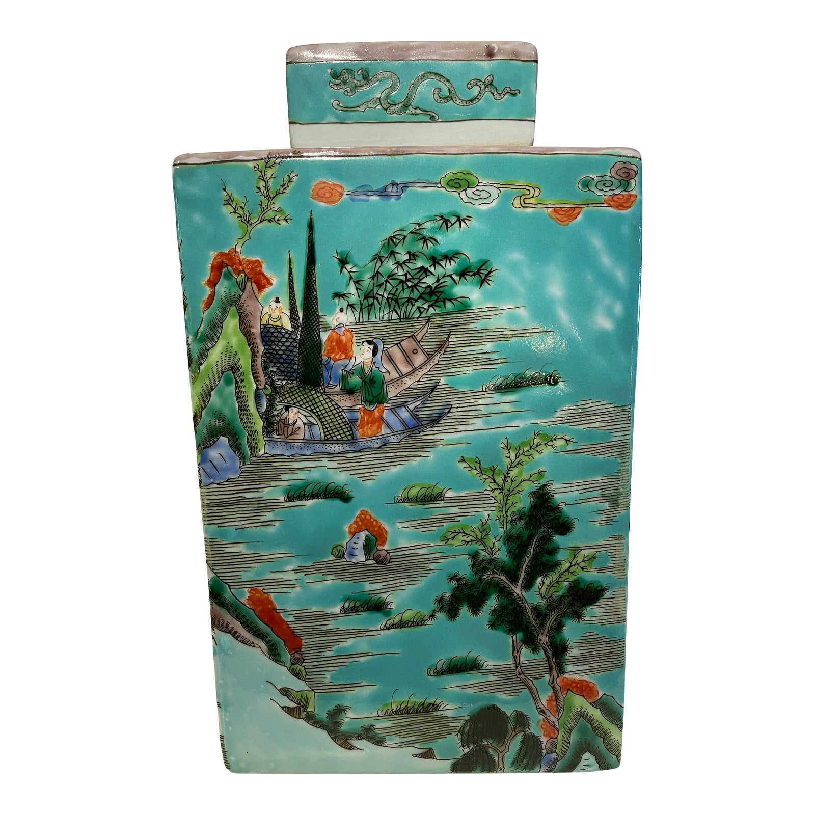 Vintage Square Ginger Jar | Chairish