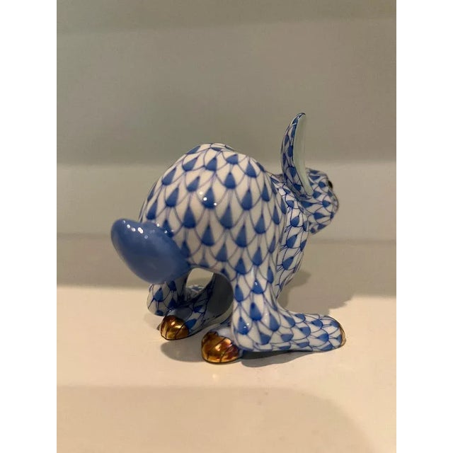Herend Blue Fishnet "Fleeing Rabbit" Figurine | Chairish