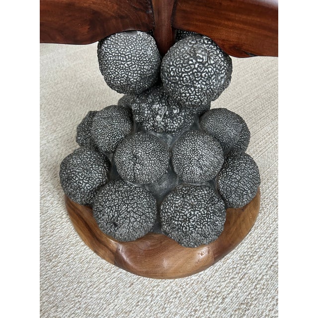 Artisan Made Sculptural Black Walnut Cast Aluminum & Glass Coffee Table ...