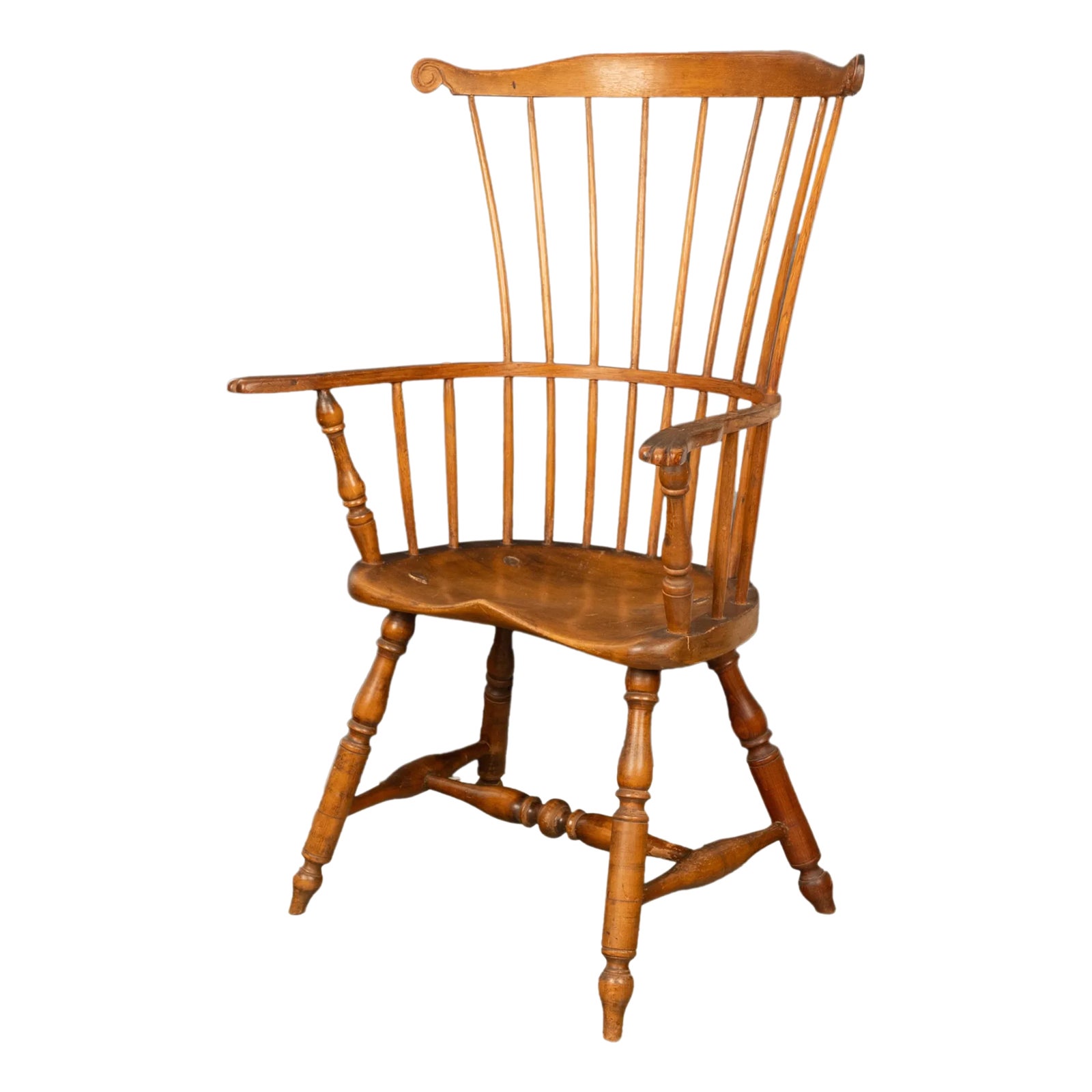 Antique 18th Century American New England Fan Back Maple Windsor Arm Chair 1780 | Chairish