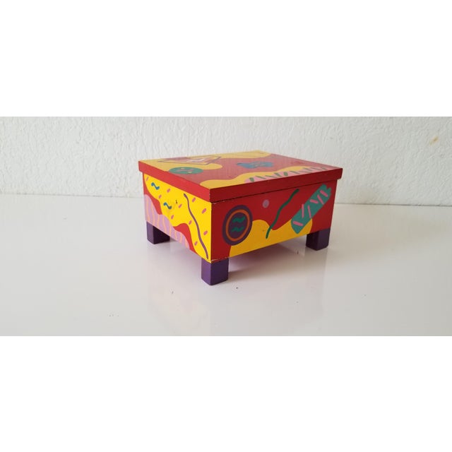 Postmodern Artistic Hand Painted Decorative Box | Chairish