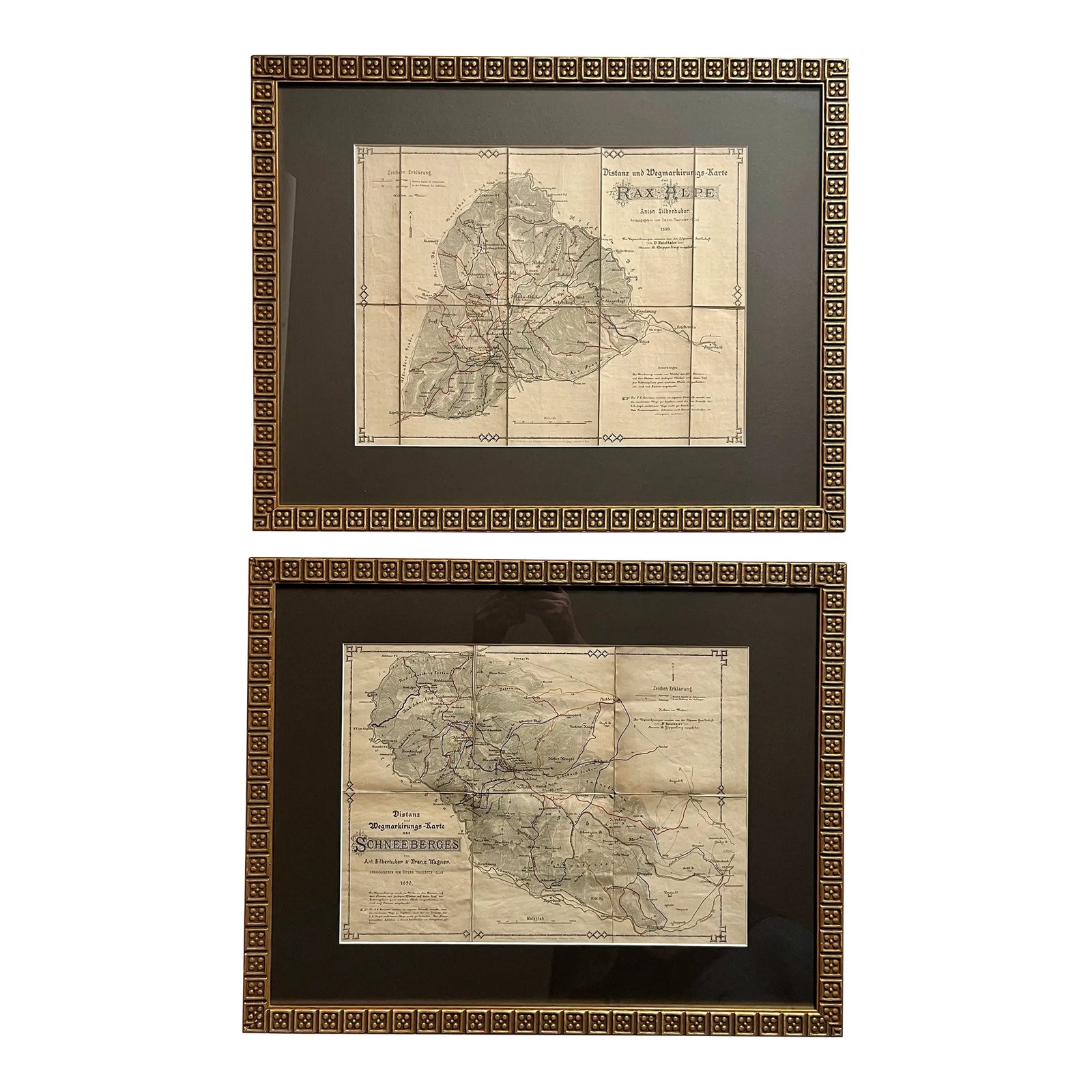 Set of Two 1890 Austrian Empire Maps: Schneeberges & Rax Alpe Regions ...