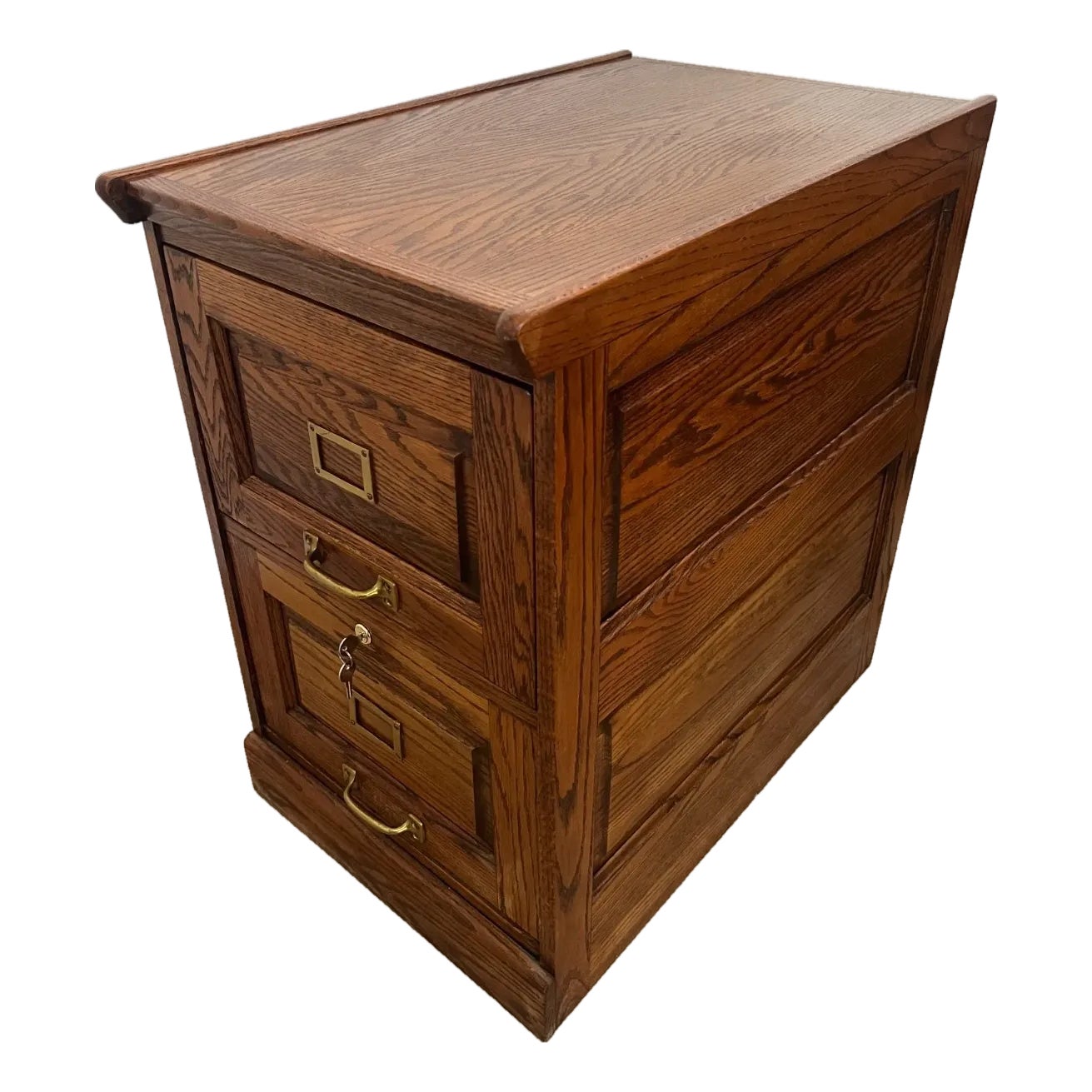 1970s Vintage Tiger Oak File Cabinet One Locking Drawer Paneled Sides ...