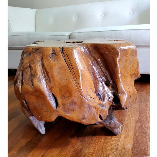 Vintage Organic Modern Free-Form Teak Root Side Table | Chairish