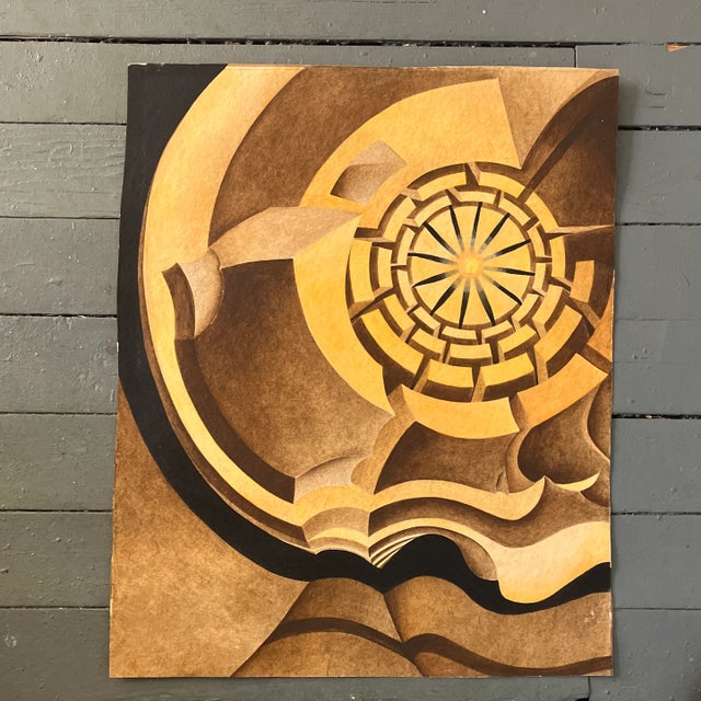 1970’s Original Abstract Precisionist Watercolor Painting | Chairish