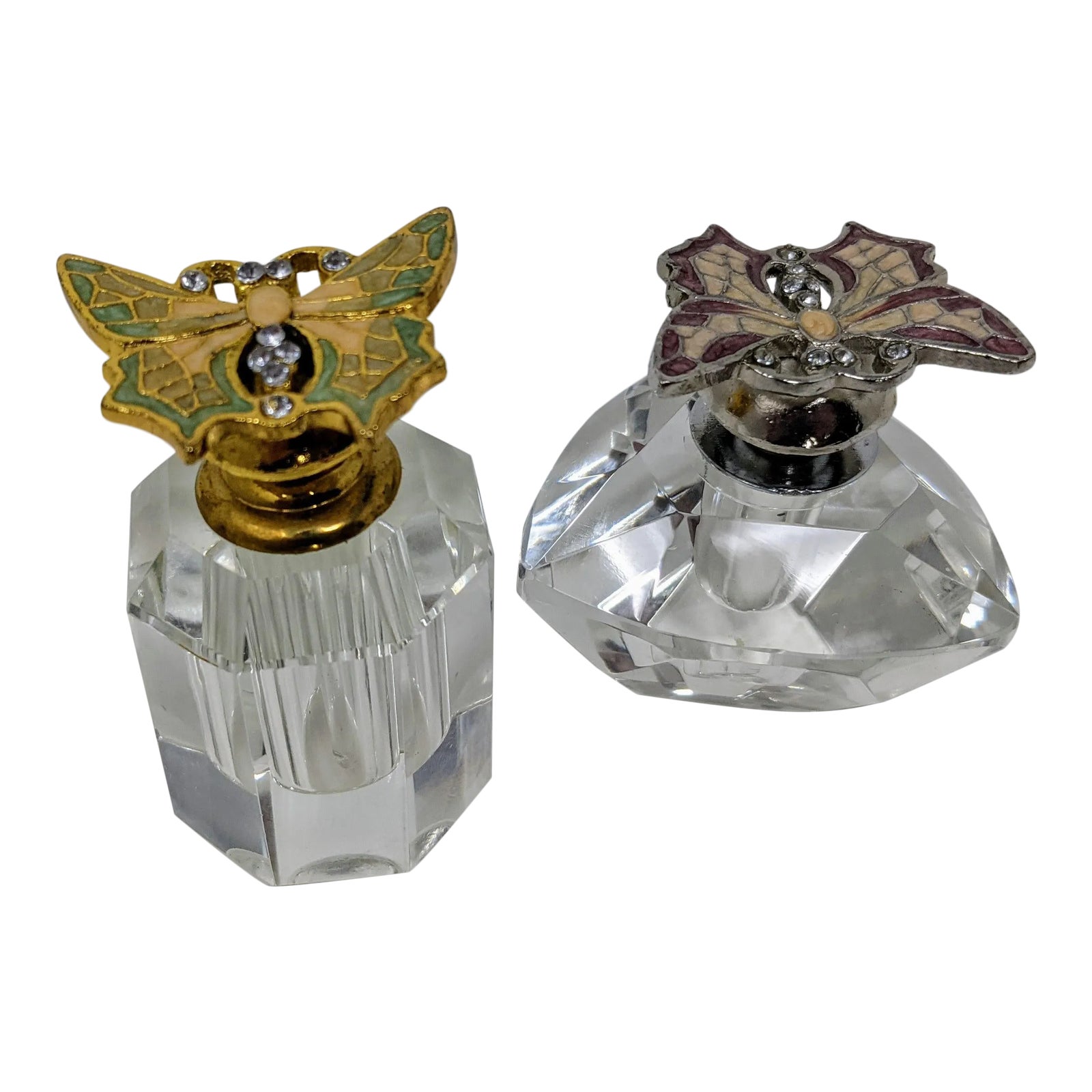 Regency Vintage Crystal Perfume Bottles With Glass Applicators - Set of ...