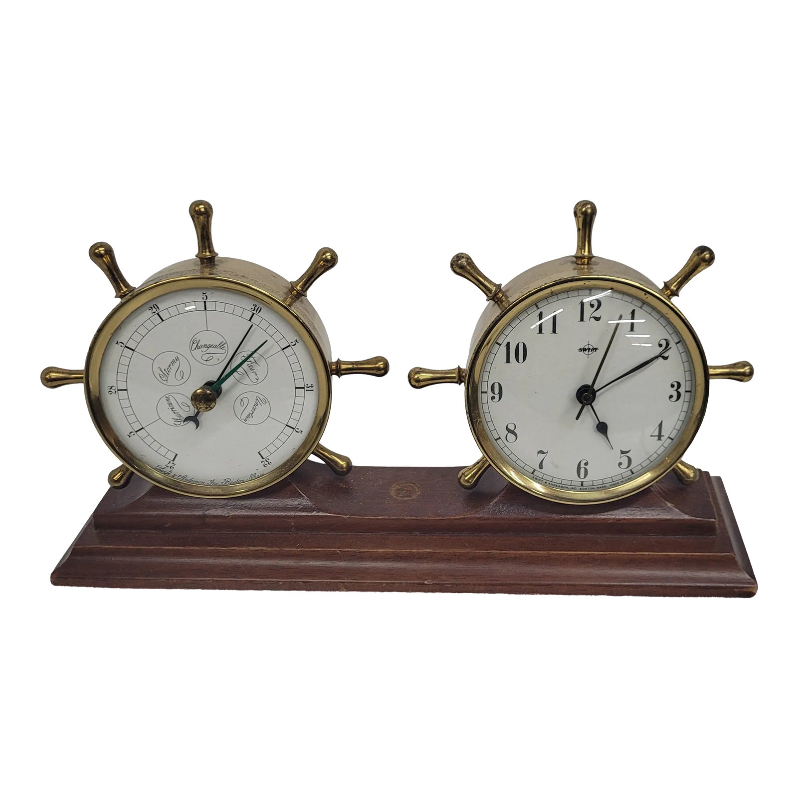 Vintage 1950s Swift Anderson Humidity Temperature Barometer Brass Ships ...