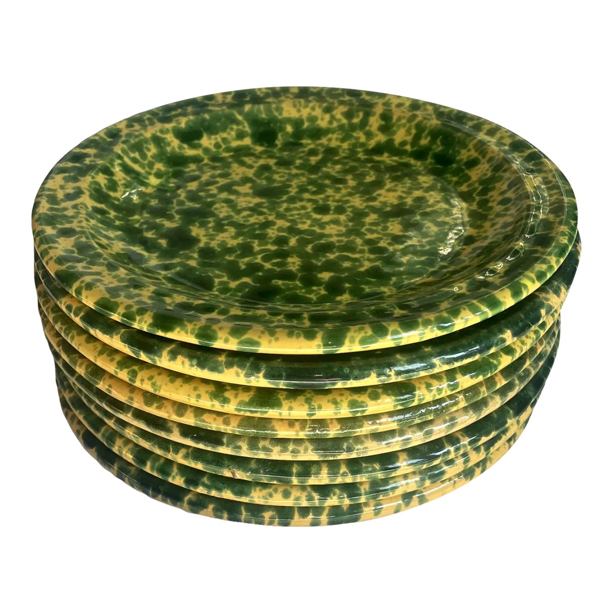 Antique Splatterware Plates- Set of 8 | Chairish