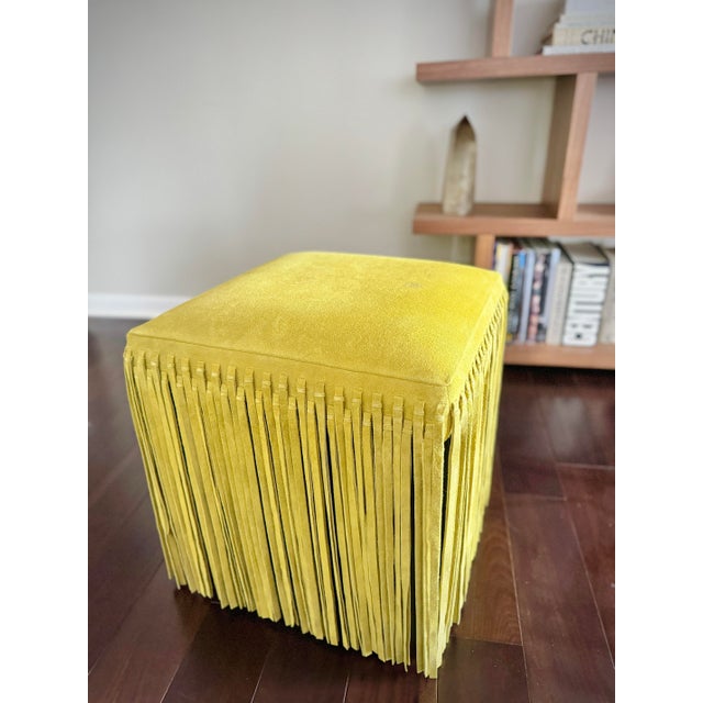 Made Goods Hallie Suede Stool With 1920s Style Fringe in Bright Neon ...