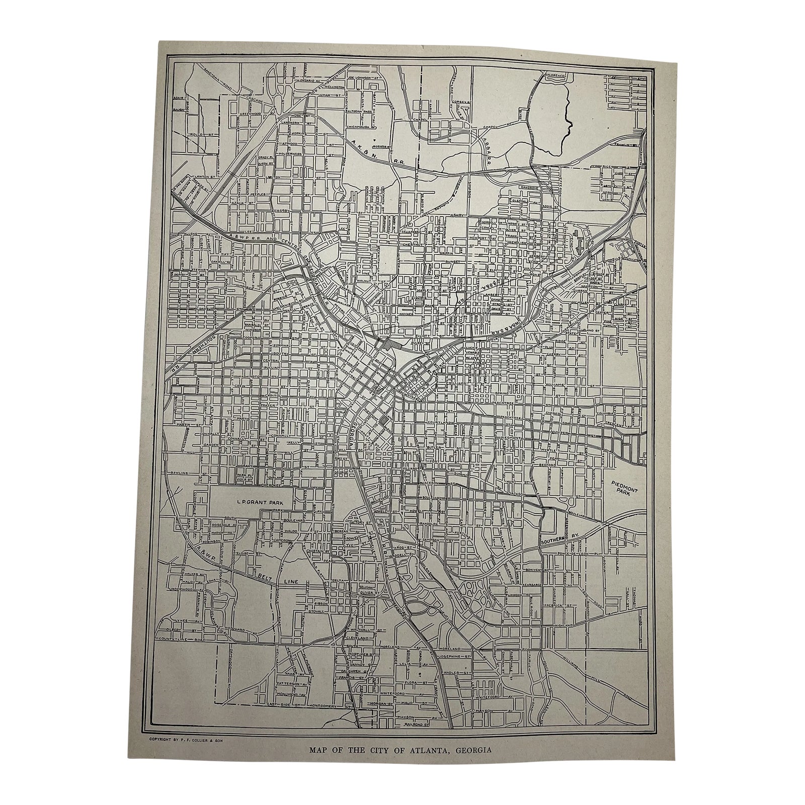 Antique 1920s Atlanta Georgia City Map | Chairish