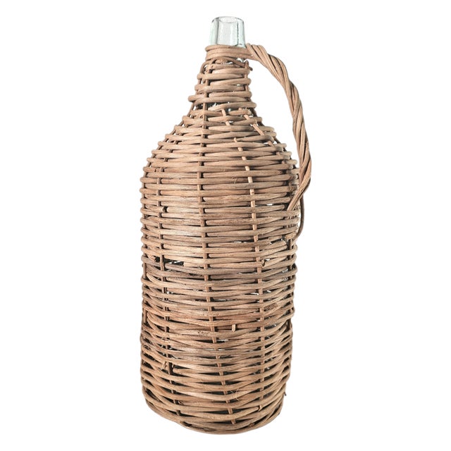 Demi John Wicker Glass Bottle Hand Woven | Chairish