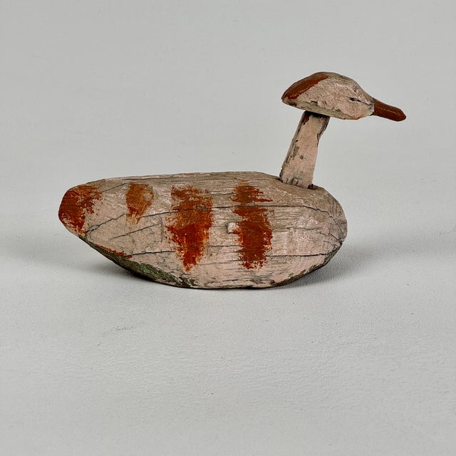 Antique Root Head Coot Duck Decoy in Pink, Primitive Folk Art Early ...