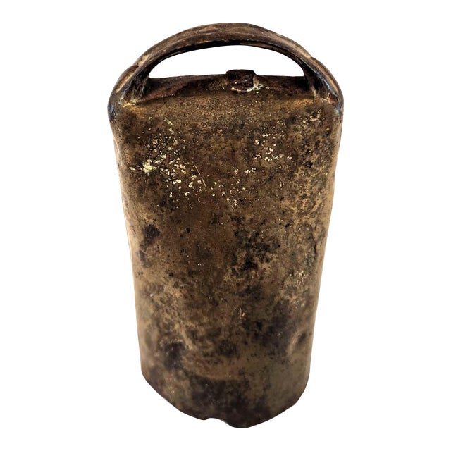 Antique Hand-Forged Brass Cow Bell With Rare Hand-Carved Wood Clapper ...