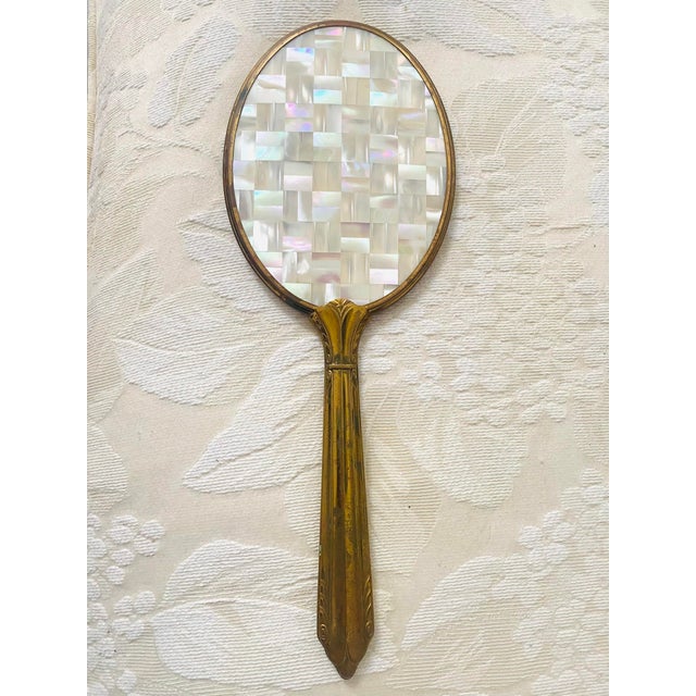 Vintage Mid Century Hollywood Regency Inlaid Mother of Pearl Hand ...