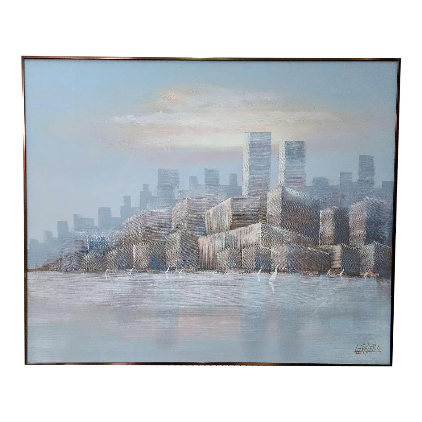 Late Mid-Century Lee Reynolds Cityscape Pastel Painting | Chairish