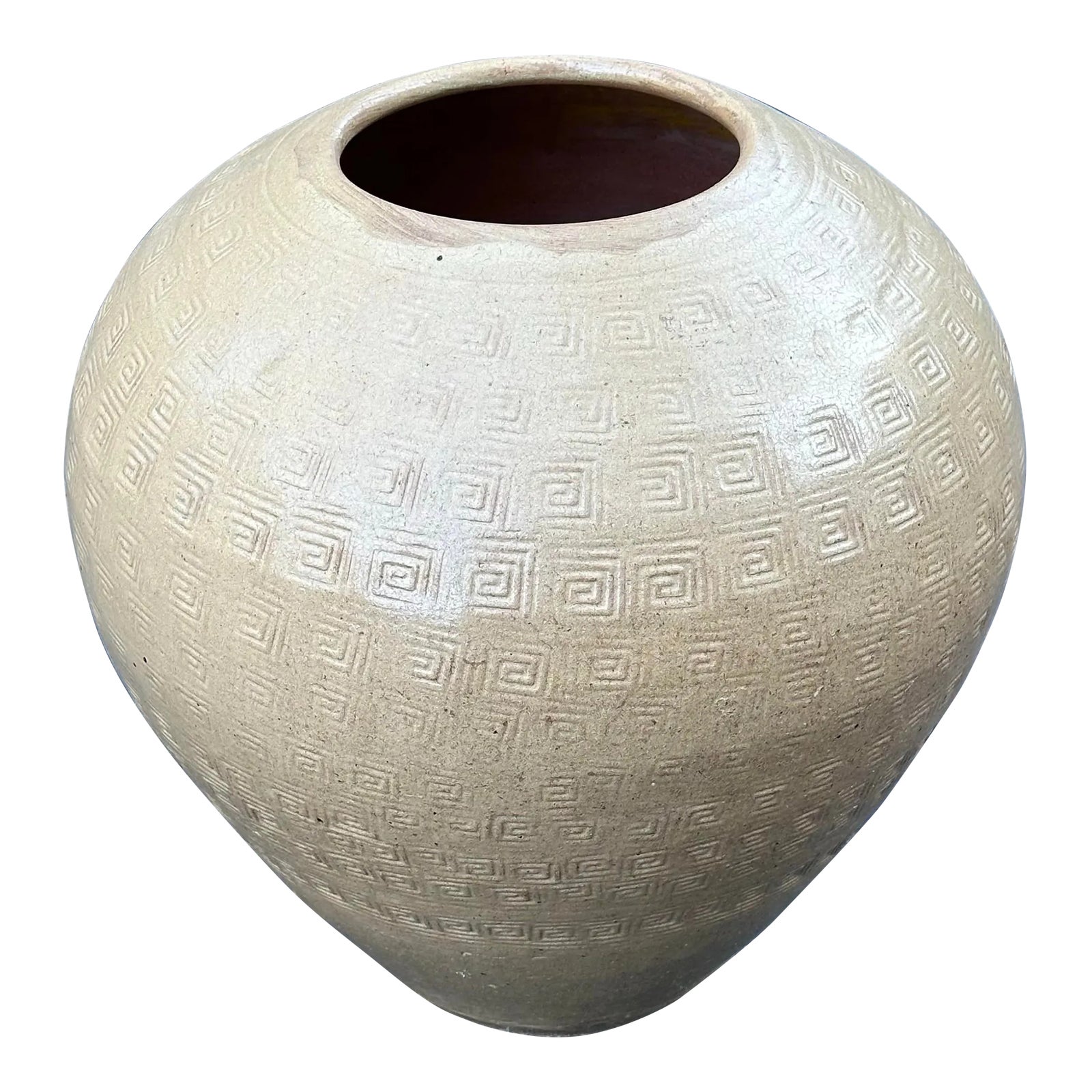 Monumental Chinese Glazed Clay Terracotta Urn Vessel Mijui Jar | Chairish