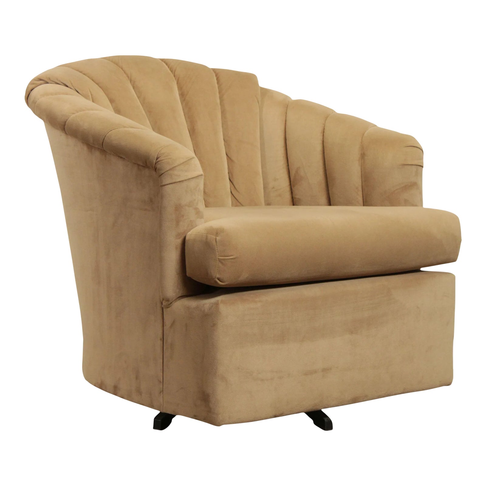 Mid Century Modern Style Channel Back Swivel Club Chair | Chairish