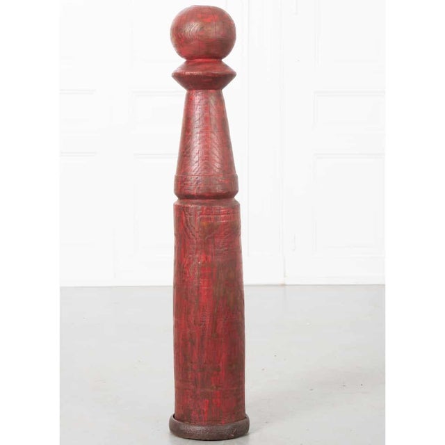 Red Painted Wood Column | Chairish