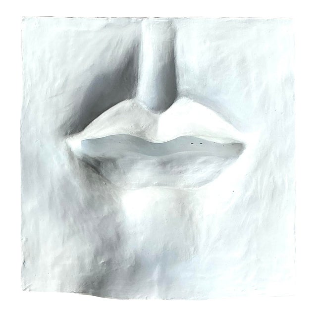 Vintage Boho Plaster Lips Relief | Chairish