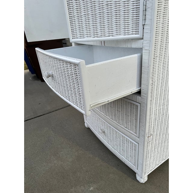 1970s Vintage Quality Henry Link Style White Wicker 3 Drawer Storage ...