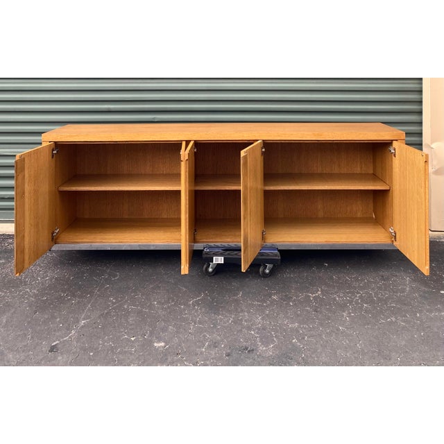 7’ Long & Lean Minimalist Custom Rift Oak + Chrome Credenza Cabinet ...