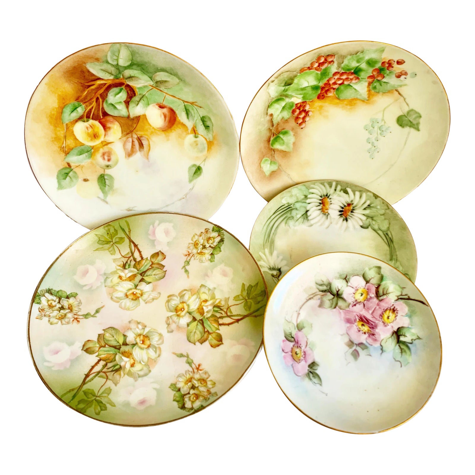 Vintage Mixed Floral China Set of Five | Chairish
