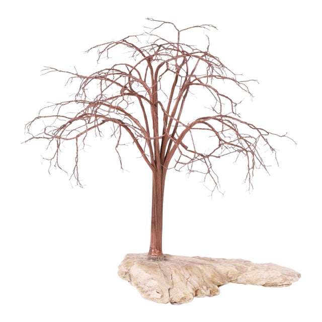 Copper and Stone Tree Sculpture | Chairish