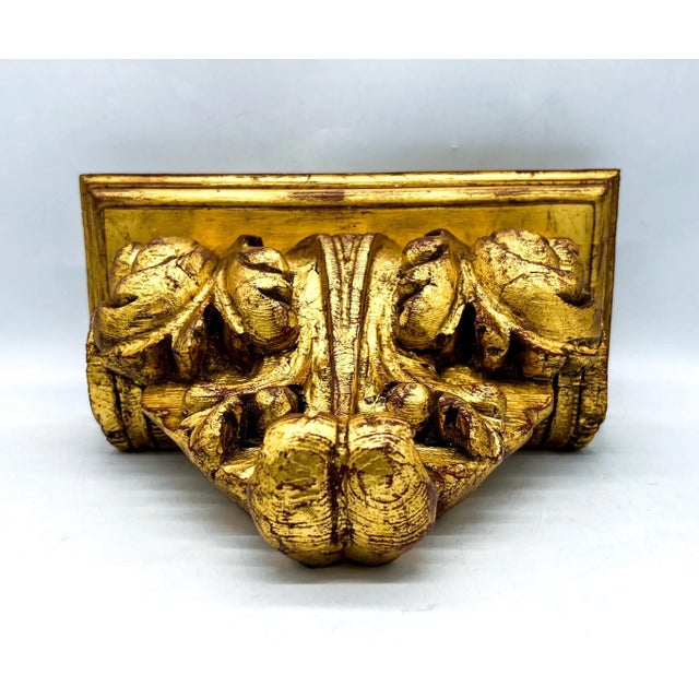 20th Century Hollywood Regency Gold Resin Wall Brackets/ Shelves - a ...