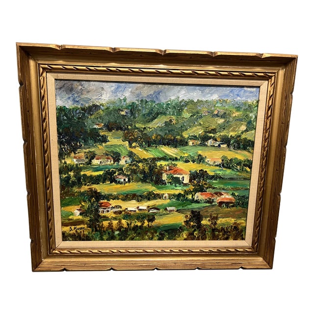 1940s Mediterranean Oil Landscape Painting by Serbian Artist S. Kostic ...