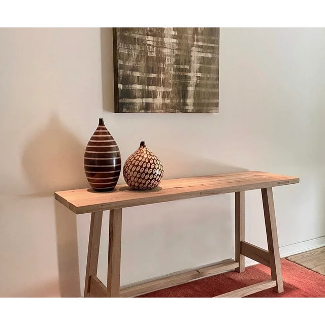 Solid Oak Modern Contemporary Console Table | Chairish