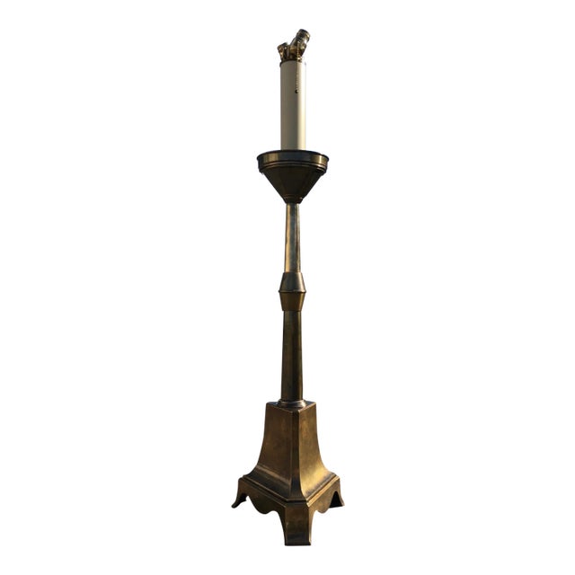 Large Chapman Solid Brass Pyramid Floor Lamp in Mastercraft | Chairish