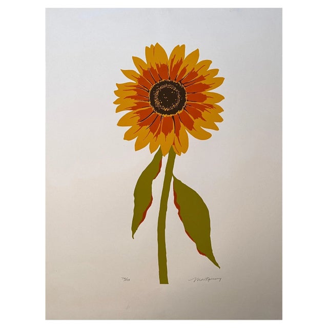 1970s Sunflower Lithograph Signed Montgomery | Chairish