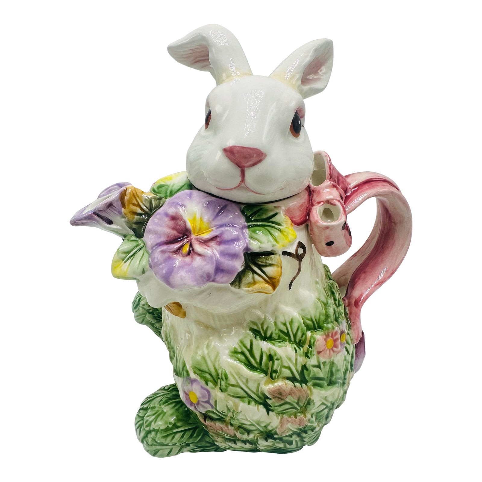Ceramic Bunny in a Basket Pitcher | Chairish