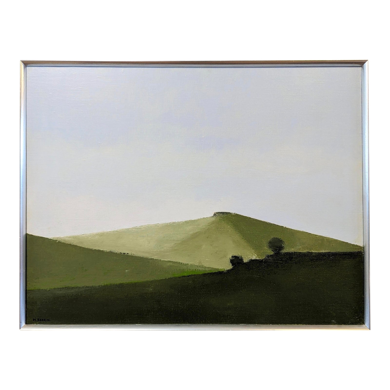 Mid-Century Modern Swedish "Verdant Slopes" Vintage Abstract Landscape ...