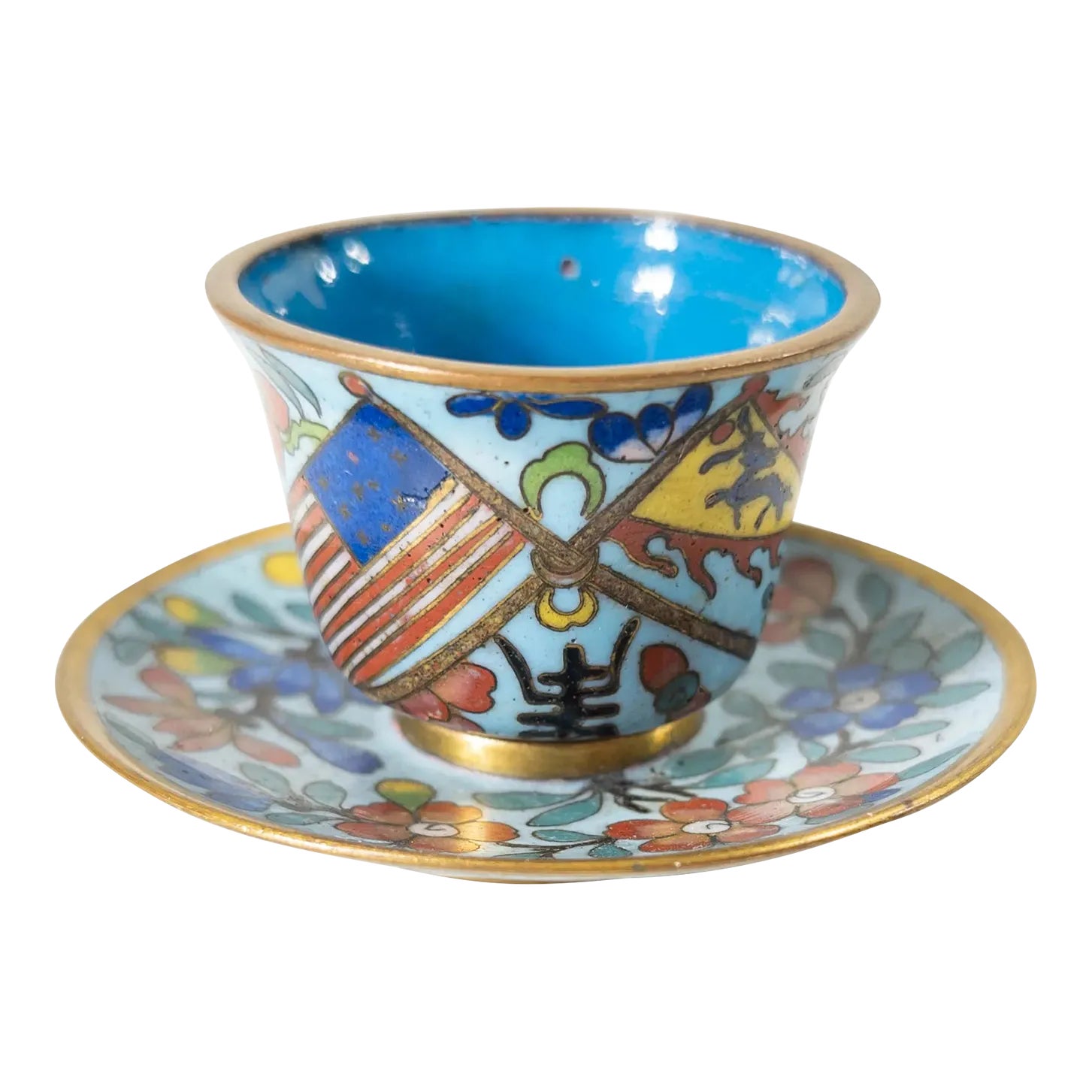 20th Century Chinese Cloisonne Wine or Saki Cup for Great White Fleet ...