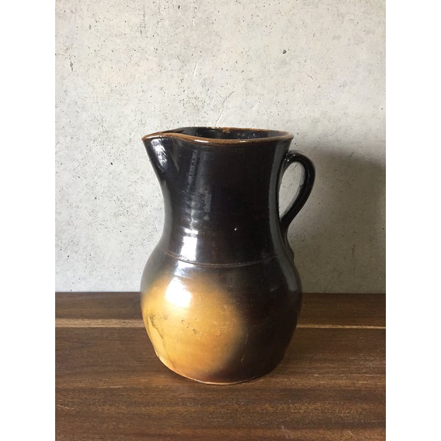 Large Antique Rustic Stoneware Ceramic Pitcher | Chairish