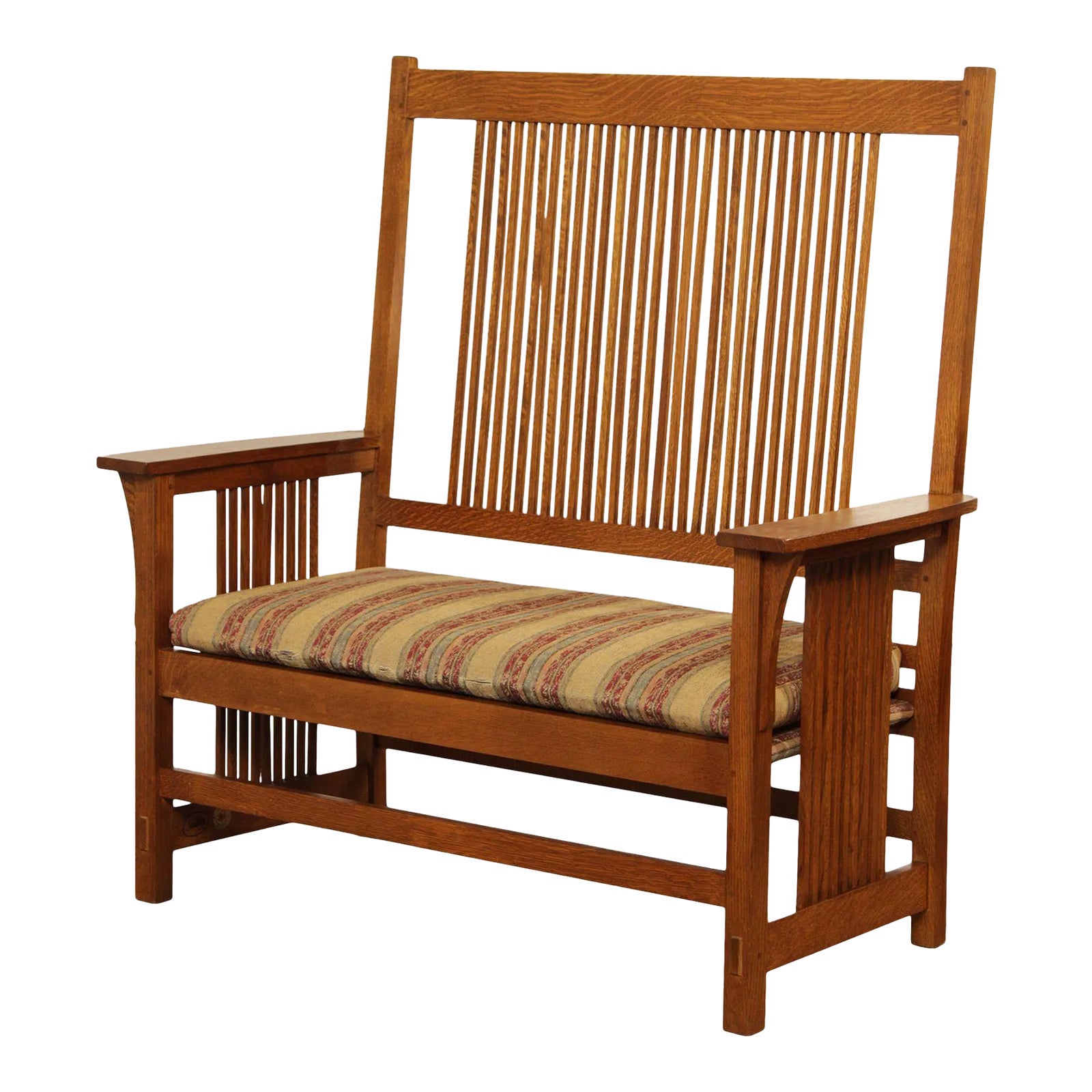 Stickley Mission Collection Oak Spindle Settee | Chairish