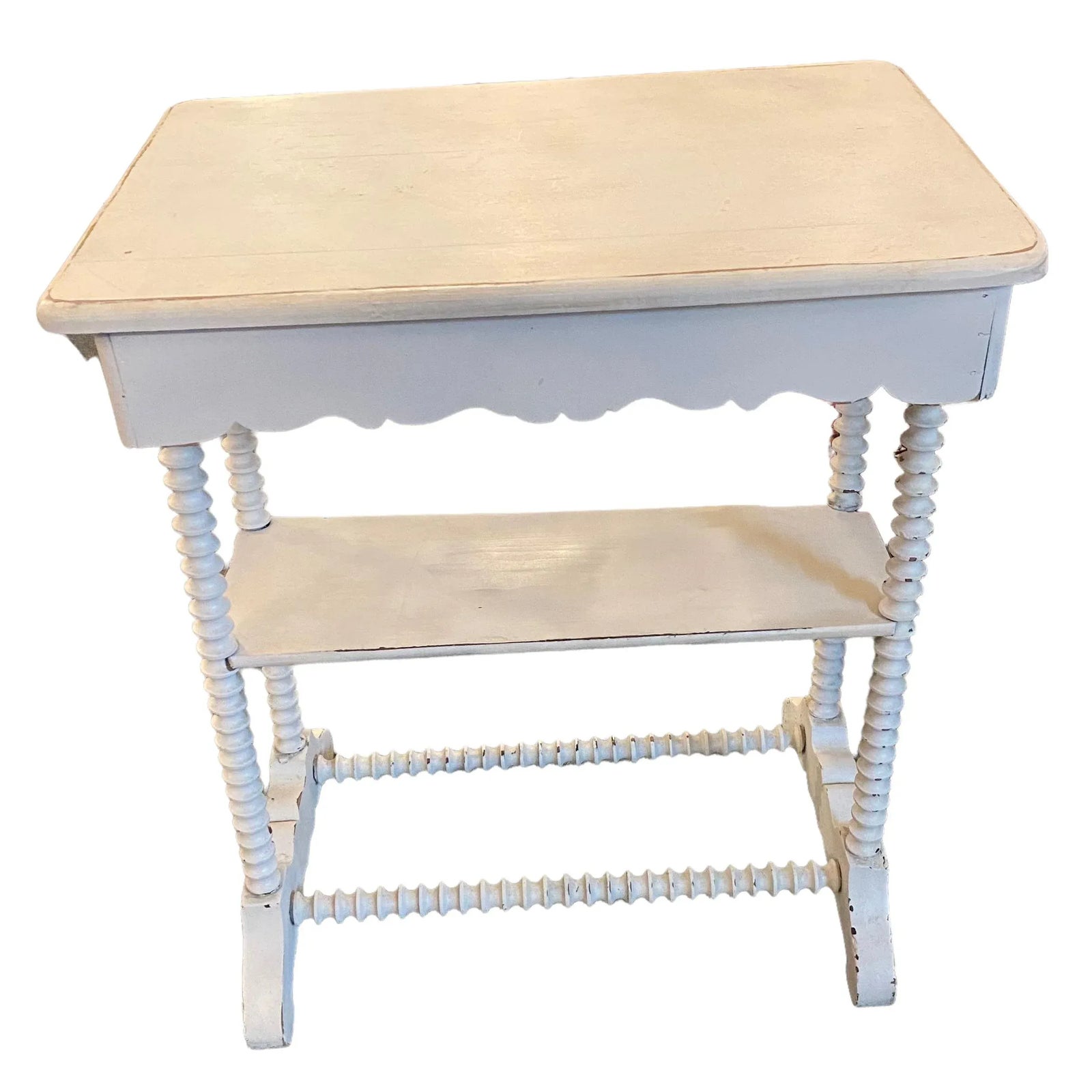 Vintage Shabby Chic White Painted Rectangle Side Table With Spindle ...