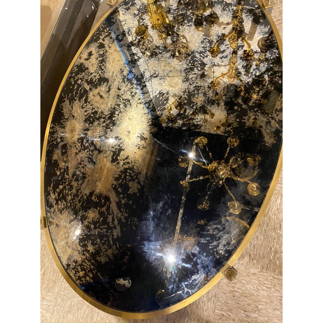 1940s Gilt and Silver Bronze Oval Shaped Coffee Table | Chairish